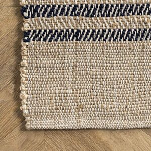 nuLOOM Jackie Hand Loomed Striped Jute and Cotton Area Rug, 10' x 14', Natural