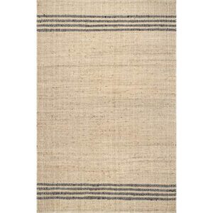 nuLOOM Jackie Hand Loomed Striped Jute and Cotton Area Rug, 10' x 14', Natural