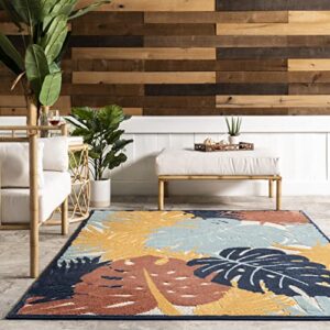 nuLOOM Alannah Tropical Border Indoor/Outdoor Area Rug, 5' x 7' 6", Blue