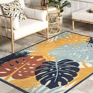 nuLOOM Alannah Tropical Border Indoor/Outdoor Area Rug, 5' x 7' 6", Blue