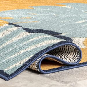 nuLOOM Alannah Tropical Border Indoor/Outdoor Area Rug, 5' x 7' 6", Blue