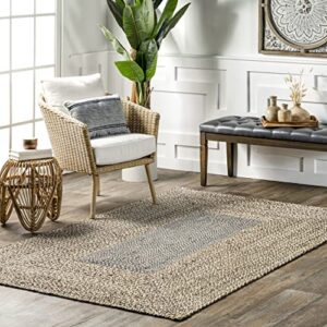 nuloom braided draya jute area rug, 8′ x 10′, grey