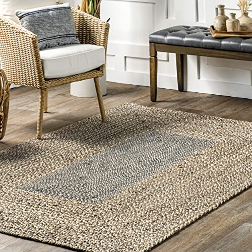 nuLOOM Braided Draya Jute Area Rug, 8' x 10', Grey