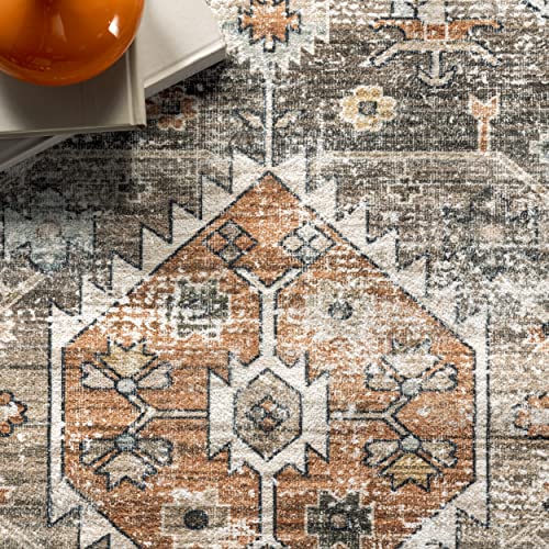 nuLOOM Gracie Distressed Medallion Machine Washable Area Rug, 5' x 8', Peach