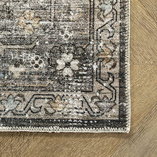 nuLOOM Gracie Distressed Medallion Machine Washable Area Rug, 5' x 8', Peach