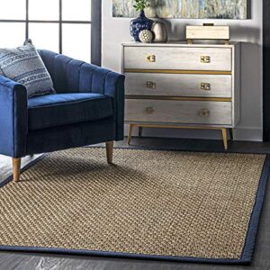 nuloom hesse checker weave seagrass area rug, 8′ x 10′, navy