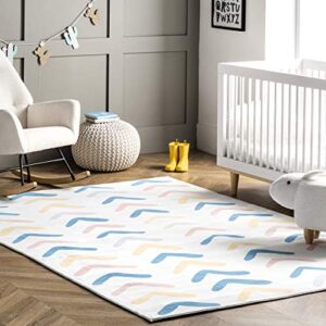 nuloom evelyn kids chevron nursery or playroom area rug, 6′ x 9′, multi