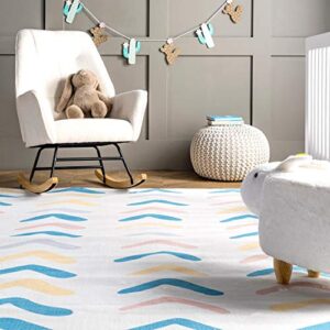 nuLOOM Evelyn Kids Chevron Nursery or Playroom Area Rug, 6' x 9', Multi