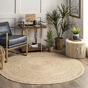 nuloom alanis handmade farmhouse jute area rug, 5′ x 8′ oval, natural