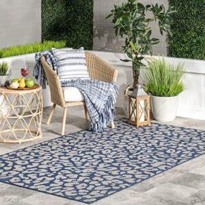 nuloom terenia leopard indoor/outdoor area rug, 8′ x 10′, blue