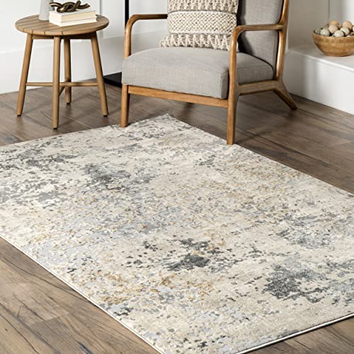 nuLOOM Abstract Contemporary Motto Area Rug, 6' Round, Beige