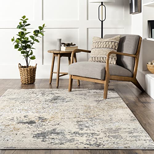 nuLOOM Abstract Contemporary Motto Area Rug, 6' Round, Beige