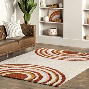 nuloom dotty half sunset shag area rug, 8′ x 10′, orange