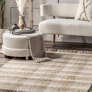 nuLOOM Tiegan Plaid Jute Tassel Area Rug, 5' x 8', Natural