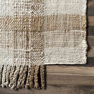 nuLOOM Tiegan Plaid Jute Tassel Area Rug, 5' x 8', Natural