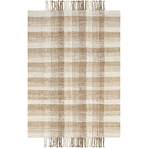 nuLOOM Tiegan Plaid Jute Tassel Area Rug, 5' x 8', Natural