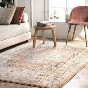 nuloom vintage kate medallion area rug, 9 ft x 12 ft, beige