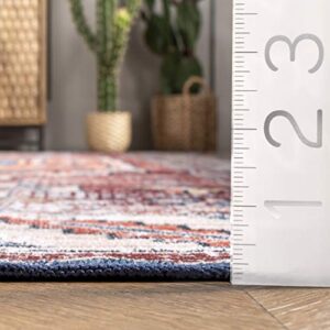 nuLOOM Marli Machine Washable Faded Medallion Area Rug, 4' x 6', Rust