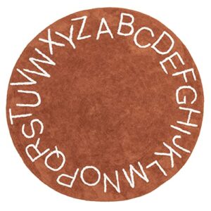 nuLOOM Kids Washable Round Alphabet Area Rug, 6' Round, Rust