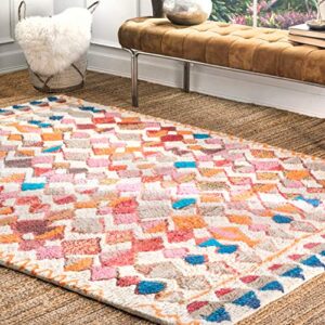 nuloom helaine hand tufted moroccan shag area rug, 10′ x 14′, multi