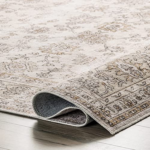 nuLOOM Deadra Vintage Floral Machine Washable Area Rug, 4' x 6', Beige