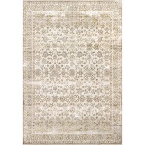 nuLOOM Deadra Vintage Floral Machine Washable Area Rug, 4' x 6', Beige