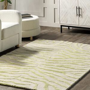 nuLOOM Zebra Hand Tufted Plush Wool Area Rug, 8' x 10', Green