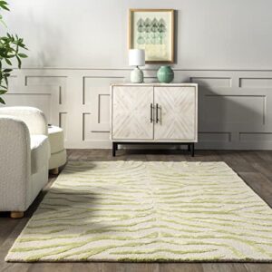 nuLOOM Zebra Hand Tufted Plush Wool Area Rug, 8' x 10', Green