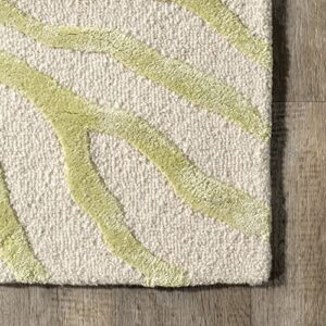 nuLOOM Zebra Hand Tufted Plush Wool Area Rug, 8' x 10', Green