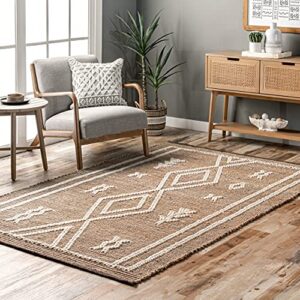 nuloom ricki hand woven tribal flatweave area rug, 8′ x 10′, natural