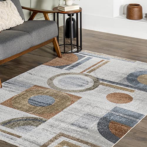 nuLOOM Brodee Abstract Retro Machine Washable Area Rug, 7' 10" x 10', Beige