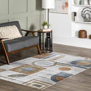 nuloom brodee abstract retro machine washable area rug, 7′ 10″ x 10′, beige