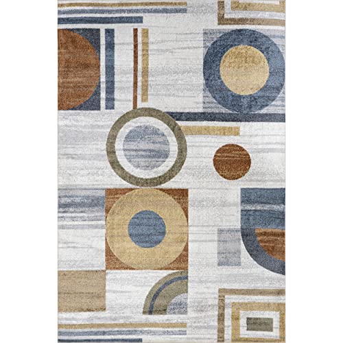 nuLOOM Brodee Abstract Retro Machine Washable Area Rug, 7' 10" x 10', Beige