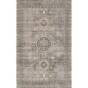 nuLOOM Tama Circle Medallion Machine Washable Area Rug, 9' x 12', Brown