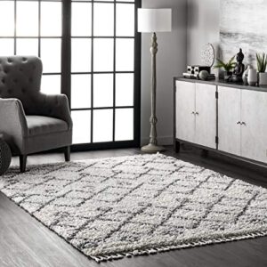 nuloom roseanne transitional shag area rug, 10′ x 14′, ivory