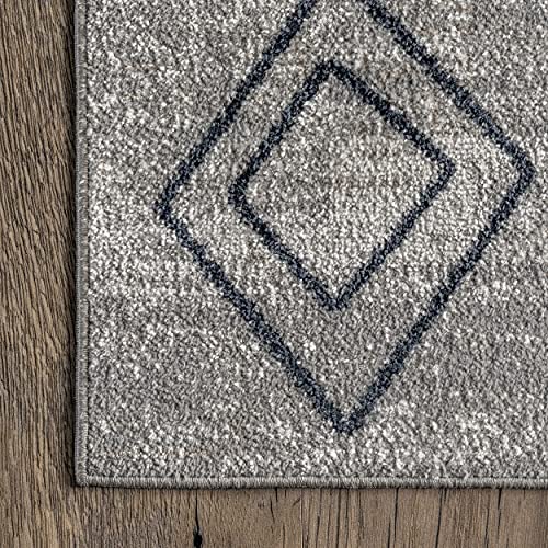 nuLOOM Paige Machine Washable Moroccan Motif Area Rug, 10' x 14', Grey