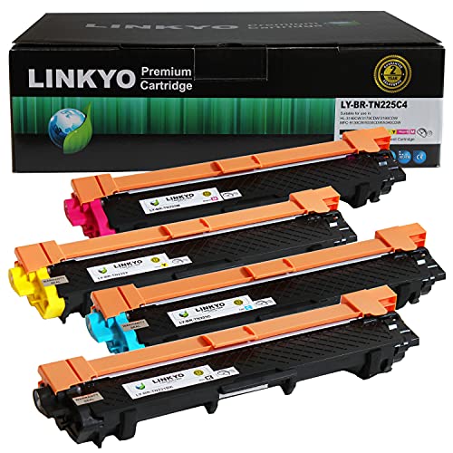 LINKYO Compatible Toner Cartridge Replacement for Brother TN221 TN225 (TN221BK, TN225C, TN225M, TN225Y, 4-Pack)