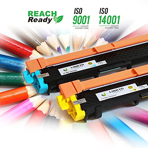 LINKYO Compatible Toner Cartridge Replacement for Brother TN221 TN225 (TN221BK, TN225C, TN225M, TN225Y, 4-Pack)