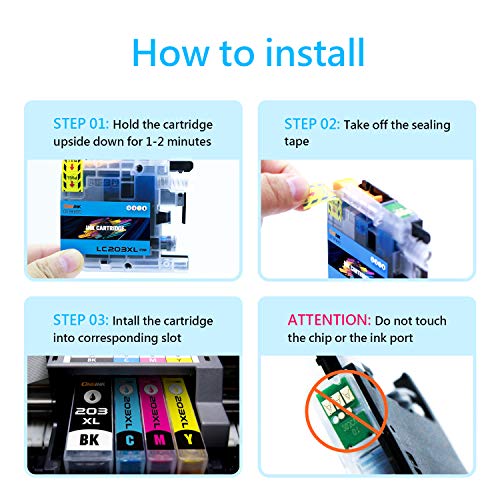 ONEINK Compatible Ink Cartridges Replacement for Brother LC203 XL LC203XL LC201 XL LC201XL for Brother MFC-J480DW J485DW J680DW J885DW J4420DW J4620DW J5620DW Printer, 10 Packs (4BK/2C/2M/2Y)