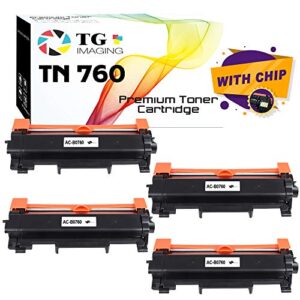 (4-pack) tg imaging compatible tn-760 toner cartridge replacement for brother tn760 tn730 | high yield 4xblack | for brother hl-l2350dw hl-l2390dw hl-l2370dw mfc-l2710dw dcp-l2550dw toner printers