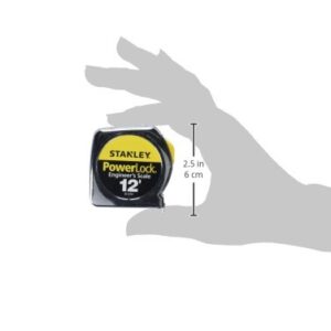 STANLEY PowerLock Tape Measure, Heavy-Duty, Engineer’s Scale with Metal Case, 12-Foot (33-272)