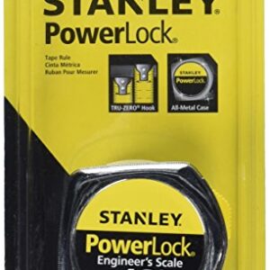 STANLEY PowerLock Tape Measure, Heavy-Duty, Engineer’s Scale with Metal Case, 12-Foot (33-272)