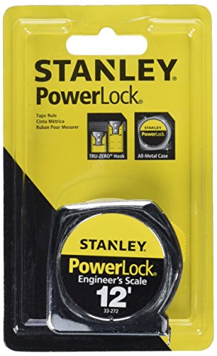 STANLEY PowerLock Tape Measure, Heavy-Duty, Engineer’s Scale with Metal Case, 12-Foot (33-272)