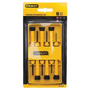 stanley tools 6-piece precision screwdriver set, black/yellow