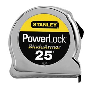 stanley powerlock tape measure, rule with blade armor, 25-foot (33-525)