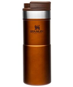 stanley neverleak travel mug .35l / 12oz maple – leakproof – tumbler for coffee, tea & water – bpa free – stainless-steel thermo cup – rotating lid covers drink when closed – dishwasher safe