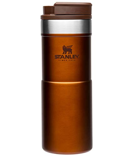 Stanley NeverLeak Travel Mug .35L / 12OZ Maple – Leakproof - Tumbler for Coffee, Tea & Water - BPA FREE - Stainless-Steel Thermo Cup - Rotating lid covers drink when closed - Dishwasher Safe