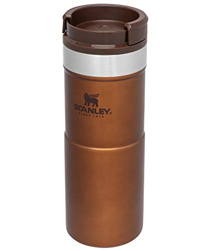 Stanley NeverLeak Travel Mug .35L / 12OZ Maple – Leakproof - Tumbler for Coffee, Tea & Water - BPA FREE - Stainless-Steel Thermo Cup - Rotating lid covers drink when closed - Dishwasher Safe