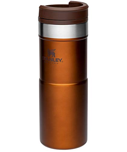 Stanley NeverLeak Travel Mug .35L / 12OZ Maple – Leakproof - Tumbler for Coffee, Tea & Water - BPA FREE - Stainless-Steel Thermo Cup - Rotating lid covers drink when closed - Dishwasher Safe