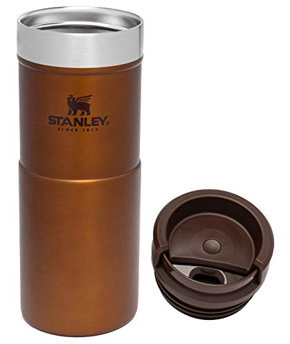 Stanley NeverLeak Travel Mug .35L / 12OZ Maple – Leakproof - Tumbler for Coffee, Tea & Water - BPA FREE - Stainless-Steel Thermo Cup - Rotating lid covers drink when closed - Dishwasher Safe